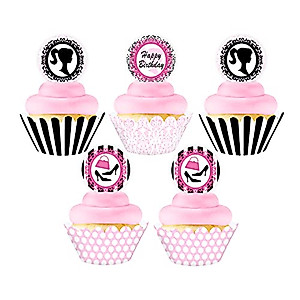 Glamour Girl Cupcake Kit - 24 Glamour Girl Cupcake Toppers and 24 Cupcake Wrappers - Glamour Girl Party Supplies - Glamour Girl Party Decorations - Cupcake