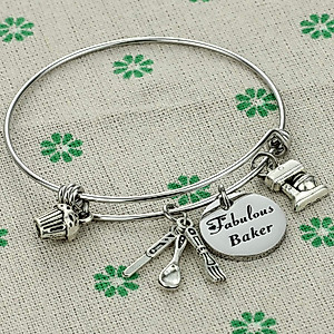 AHAETH Baker Bracelet for Women Fabulous Baker Cookie Baker Gift Baking Jewelry Culinary Student Gifts Bake Lover Bangle