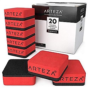Arteza Mini Whiteboard Erasers, Pack of 20, 2 x 2 x 0.8 Inches, Washable Magnetic Erasers for Dry-Erase Boards and Chalkboards, Classroom, Home, and Office Supplies for Students and Teachers