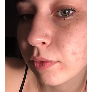 QWALIT Clear Nose Rings Studs L Shape Piercing Retainer Flexible Nose Bone Flesh Skin Color Nostril Piercing Retainer for Work 18g 20g Flat Top