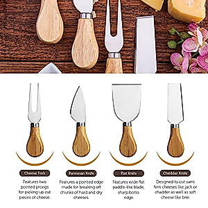 Large Charcuterie Board Gift Set - Bamboo Cheese Board and Knife Set - Wooden Cheese Board Platter - Meat/Cheese Cutting Board with 4 Cheese Knives - Mothers Day Gifts, Housewarming, Wedding Gift