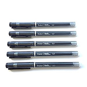Delat Erasable Gel Ink Ballpoint Pen 0.5mm BLACK, 5-PACK