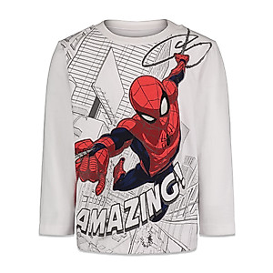Marvel Avengers Spider-Man Toddler Boys 2 Pack Long Sleeve Graphic T-Shirts Gray/White 4T