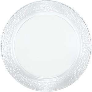 Premium Clear Round Plastic Serving Trays (Pack of 2) - 13.5" - Extra Heavy Weight & Pebbled Design - Perfect for Parties, Gatherings, and Everyday Dining