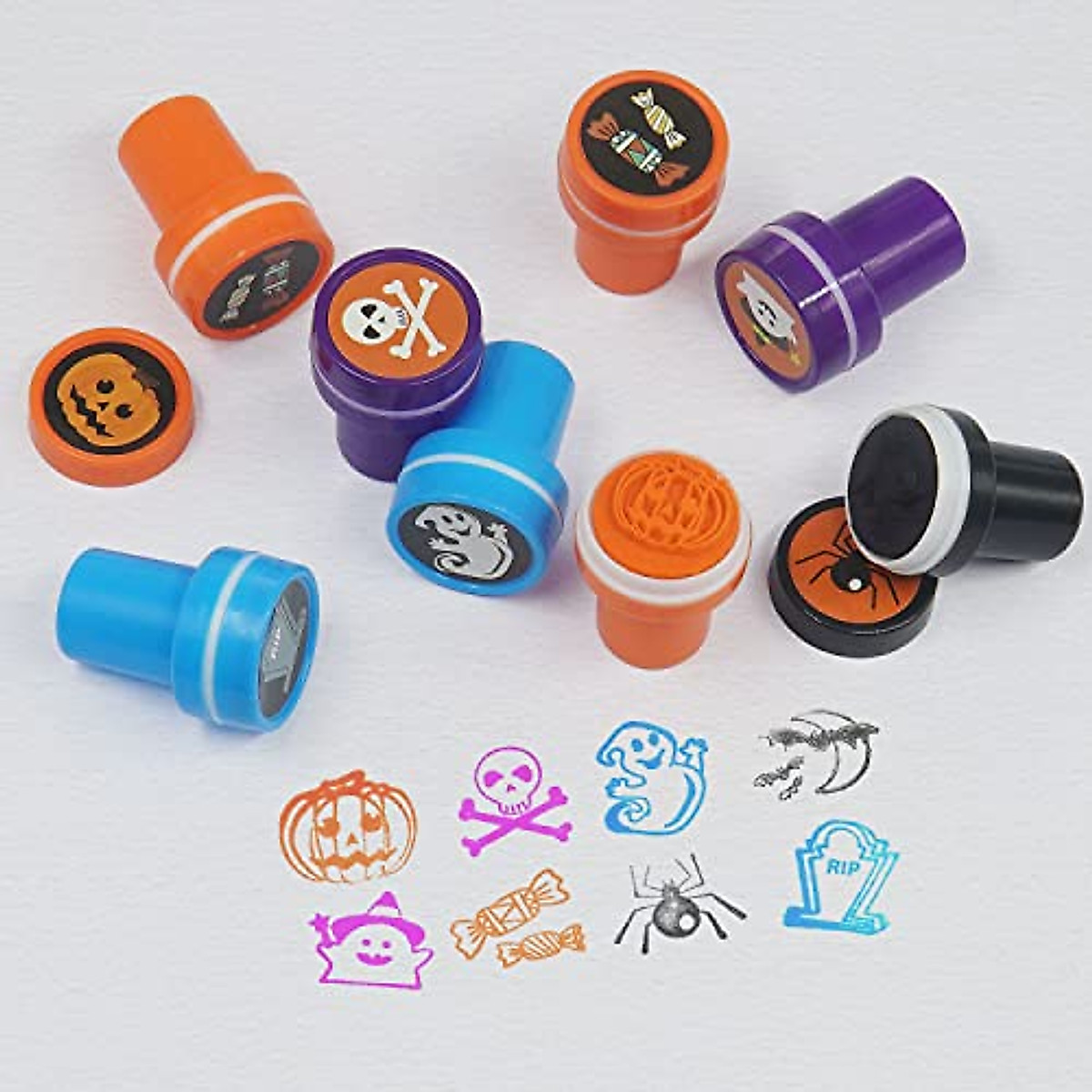 24 Pcs Assorted Halloween Stamps, Children Self-Ink Stampers for Party(24 Designs), Holiday Toy Gift Halloween Game Prizes for Kids