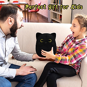 Leokawin Black Cat Plush Toy,8in Black Cat Stuffed Animal, Kawaii Cat Plush Doll Gifts for Kids Boys Girls(20cm/8in