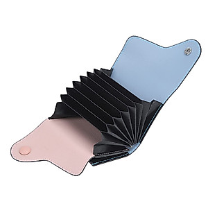 Ymiko Anti-Theft Card Bag Mini Credit Card Holder Portable Wallet Cartoon Cute Pattern PU Leather Change Pocket Purse for Women Men (Light Blue)