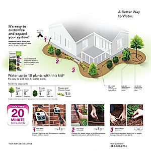 Raindrip SDFSTH1P Automatic Drip Irrigation Watering Kit with Timer for Flowers, Shrubs, and Trees, Waters up to 10 Plants, Includes Timer with Customizable Settings, 2 GPH Drippers