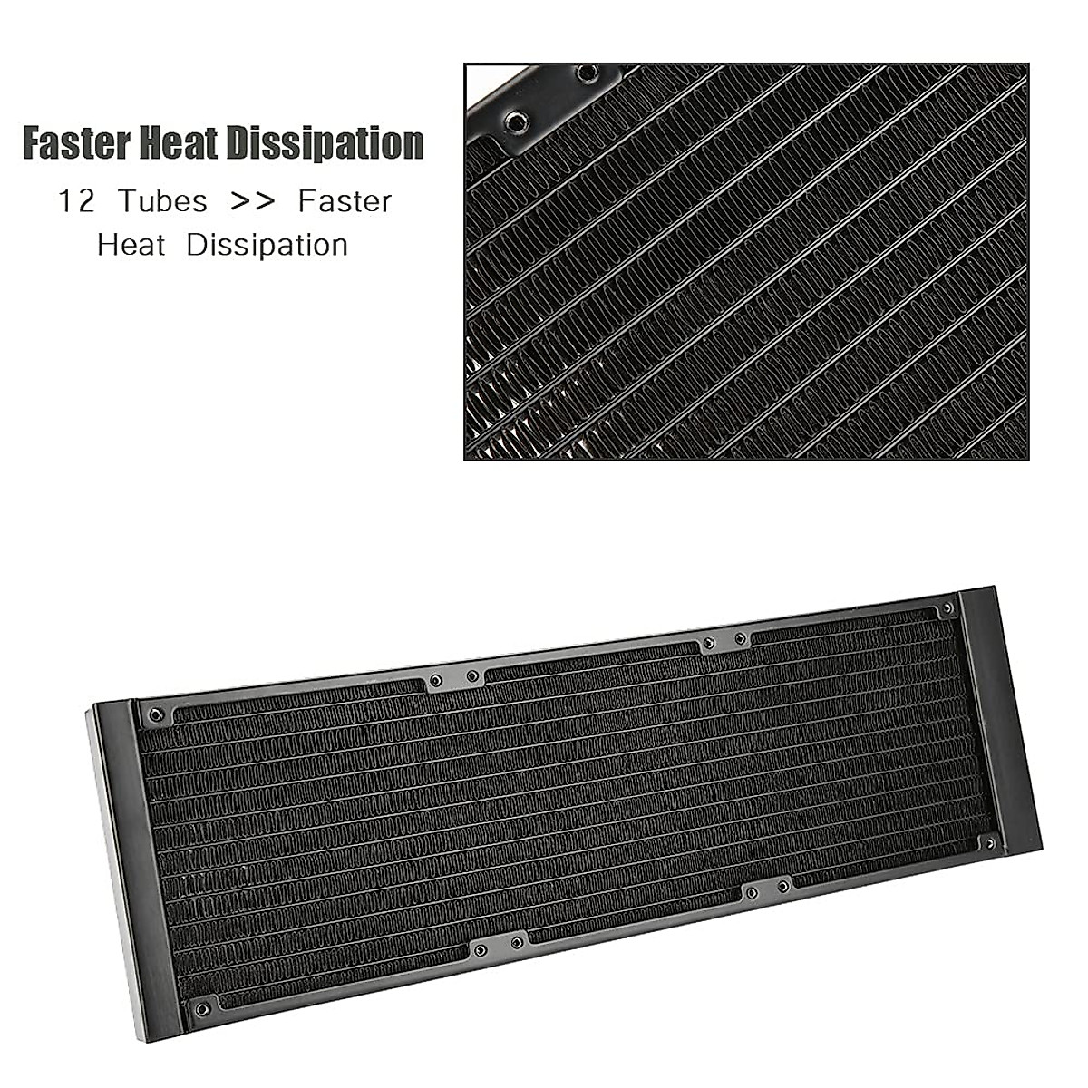 12 Tubes PC Heat Exchanger,Aluminium G1/4 Thread Heat Exchanger Radiator,Water Separator Water Cooler,for PC CPU Computer Water Cool System(360mm)
