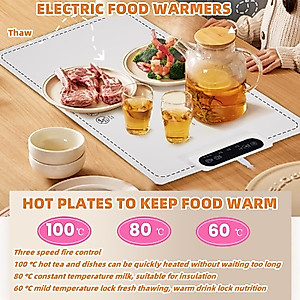 Electric Warming Trays for Food,Graphene Heating Film Food Warmers for Parties,Full Surface Heating Food Heating Mat with 3 Temperature Settings, Rollable & Portable, Auto Shut-Off,Daily Use