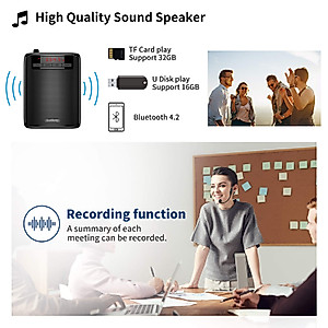 Voice Amplifier, Portable Microphone Speaker, Teacher Classroom Microphone, Bluetooth Headset Microphone Amplifier for Meeting Tour Guides