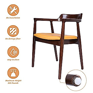 Koreyosh Mid Century Dining Chairs Solid Birch Wood Kitchen Walnut Dining Chair with Fireproof Cotton Seat & Curved Backrest Chair Side Modern