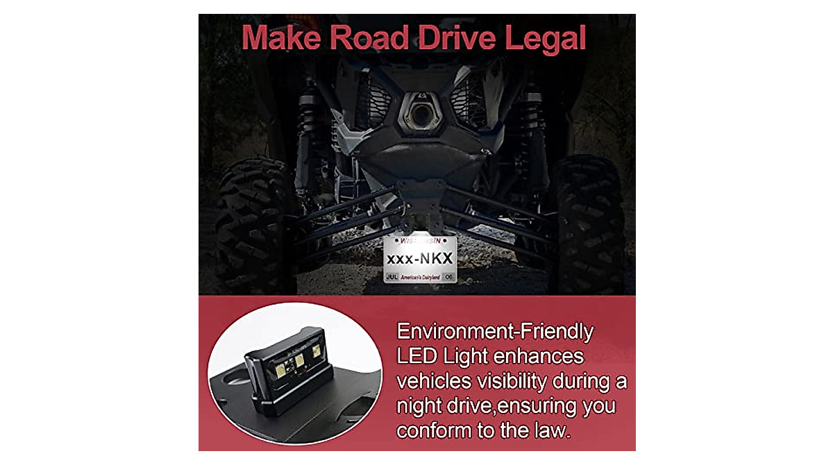 StarknightMT ATV UTV License Plate Holder with Light