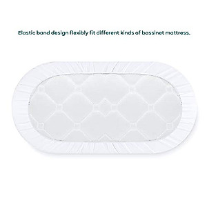 Yoofoss Waterproof Bassinet Mattress Pad Cover 2 Pack Fit for Hourglass/Oval Bassinet Mattress, Baby Bassinet Mattress Protector for Boys and Girls 32X16in