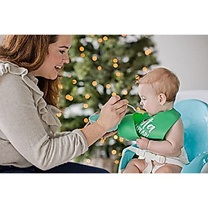 Little Holly Dear Santa Silicone Bib Set, Christmas Silicone Bibs with Food Catcher, Soft Adjustable Fit Toddler Bibs, Dishwasher Safe Baby Bibs, Feeding Accessory for New & Expecting Parents