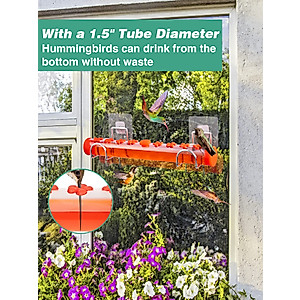 Close-up Viewing Window Hummingbird Feeder with 8 Ports Leak Proof, Top Fill & Easy to Clean Humming Bird Feeders Tube for Outdoors, 2 Pack
