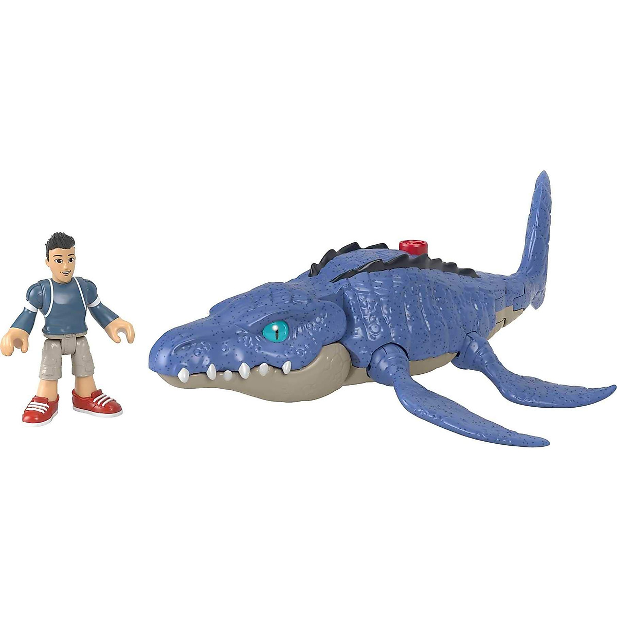 Fisher-Price Imaginext Jurassic World Dinosaur Toy Camp Cretaceous Mosasaurus & Kenji Figure Set for Pretend Play Kids Ages 3+ Years