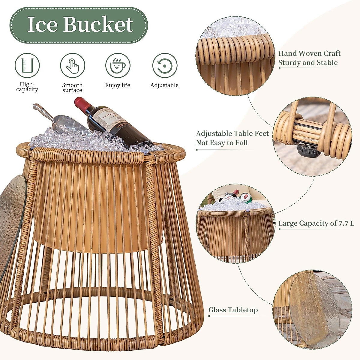 RADIATA Boho Patio Furniture Sets Outdoor Conversation Wicker Bistro Sectional Sofa and Chair Sets for Backyard, Porch, Deck, Garden (9pcs)