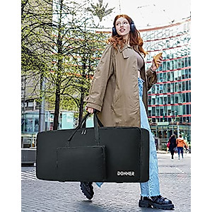 Donner 61 Key Keyboard Case, Portable Electric Piano Keyboard Gig Bag, Waterproof Durable 600D Nylon Oxford Cloth, 10mm Cotton Padded, 41"x 16"x 5", Black