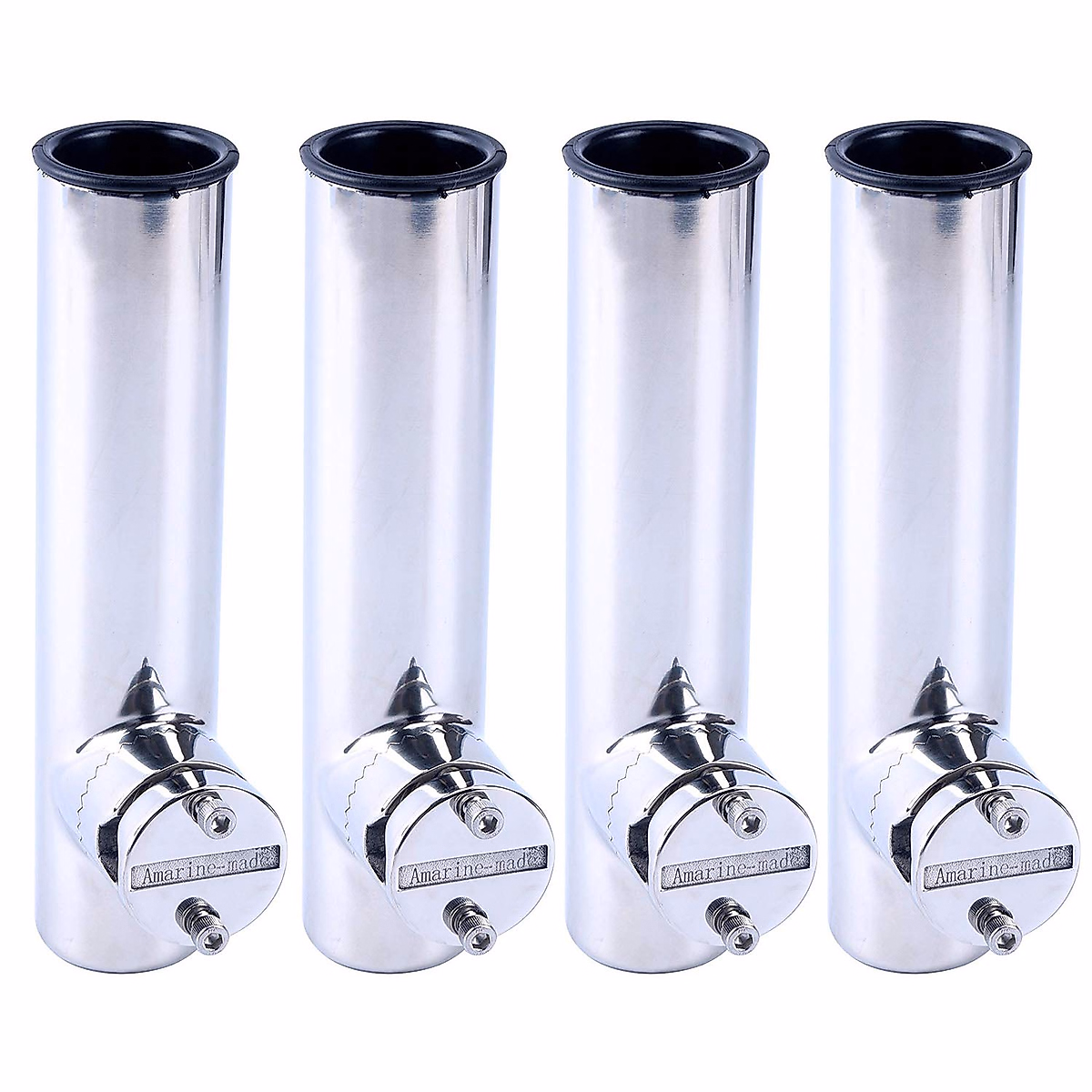 Amarine Made 4Pcs Lower Clamp Fishing Pole Rod Holder for Boat, Stainless Clamp on Fishing Rod Holder for Rails 7/8" to 1"