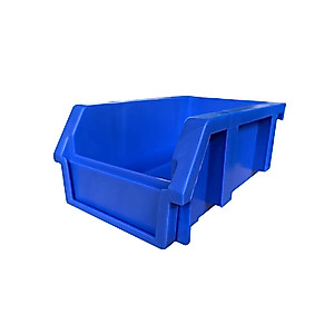 DJC Supply Heavy duty thermoplastic storage bin organizer, Stackable, Hangable, Side-connect (BLUE (8 PACK), SMALL 3.9" X 6.3" X 2.9")