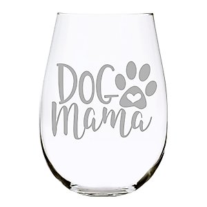 Dog Mama stemless wine glass, 17 oz.