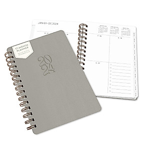 Orange Circle Studio Agatha 2024 Weekly Planner, Spiral Notebook, Weekly & Monthly Calendar Views, To Do List Notepad, Appointment, Budget & Goal Tracker, 17-Month Agenda for School/Work, Greige