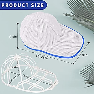 2 Pack Hat Washer for Washing Machine, Hat Cleaner for Baseball Caps Washing Cage with Laundry Bag, Hat Holder for Washing Machine, Hat Protector Rack Hat Shaper (Sapphire-2pcs)
