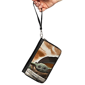 Buckle-Down Women's PU Zip Around Wallet Rectangle-Star Wars The Child, 7.5"x4.5"