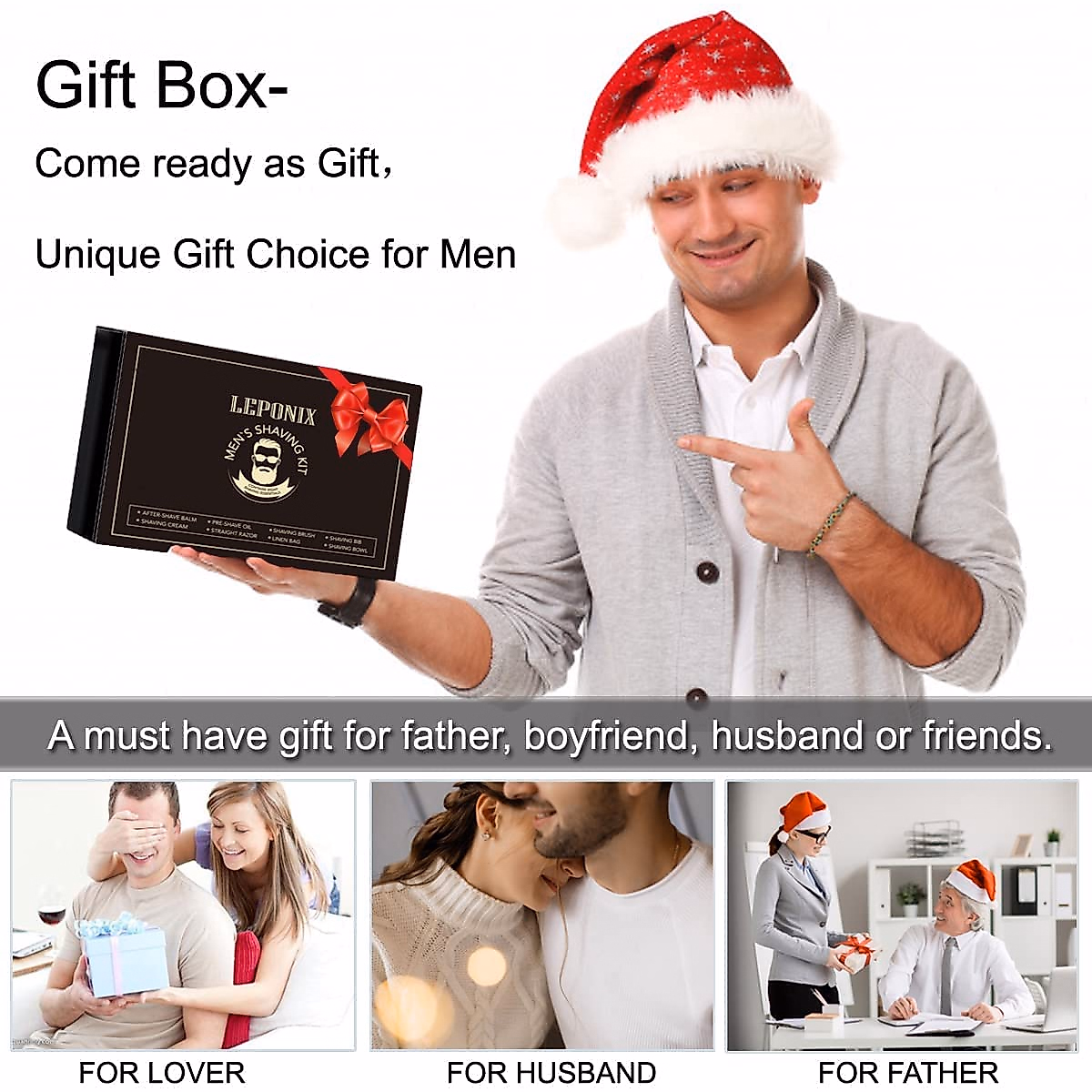 Shaving Kit for Men-Includes Straight Edge Razor Kit, Sandalwood Shaving Soap, Shaving Cream, Mens After Shave Balm, Pre-Shave Oil,Shaving Brush and Bowl, Gift Set Stocking Stuffers (Sandalwood)