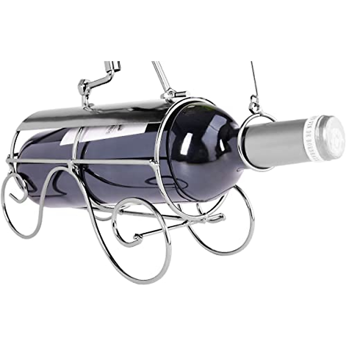 BRUBAKER Wine Bottle Holder 'Fisherman Catching Fish' - Table Top Metal Sculpture - with Greeting Card