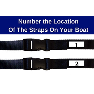 EZ-Xtend Adjustable Boat Cover Tie Down Straps w/Delrin Quick Release Buckles - Heavy Duty 1" Polyester Webbing 4500 lb Break Strength - 250 lb QR Buckle - Boat Accessories - 2 Pack (12 Feet, Black)