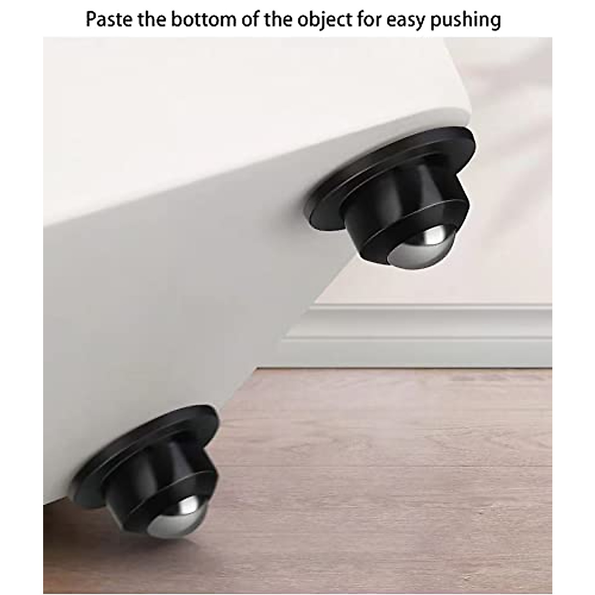 4 PCS Black Mini Self Adhesive Caster Wheels,360°Rotation Self Adhesive Caster Wheels, Stainless Steel Rollers Universal Wheel for Trash Can, Furniture（ with 1 Stainless Steel Rolling Balls）