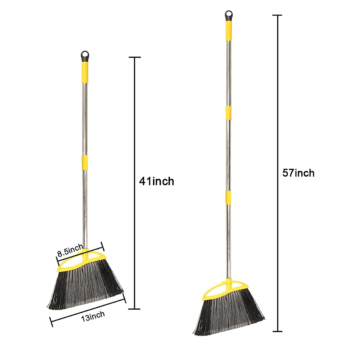 Outdoor Broom with 57” Long Handle, Heavy Duty Broom with Stiff Bristles,Angle Sweeping Broom for Floor Cleaning Garage Patio Garden House and Kitchen