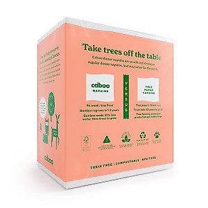 Caboo Tree Free Dinner Napkins - 4 Packs of 150, 600 Total Paper Napkins, Sustainable and Disposable White Napkin