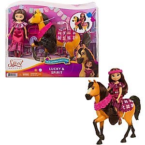 Mattel Spirit Untamed Doll & Toy Horse Set, Miradero Festival Lucky 7-inch Small Doll with Spirit (8-inch) with Long Mane & Accessories
