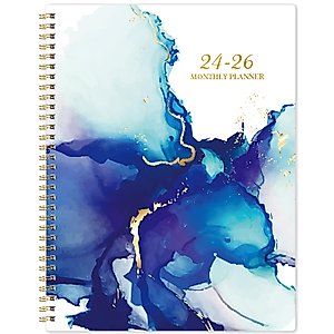 2024-2026 Monthly Planner/Calendar - Jul. 2024 - Jun. 2026, 9" × 11", Two-Year Monthly Planner 2024-2026 with Flexible Cover + Pockets - Waterink