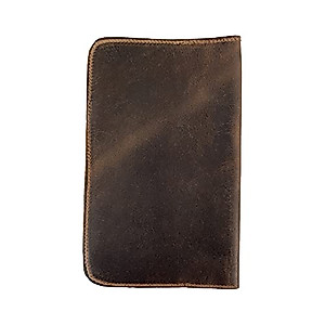 Hide & Drink, Refillable Journal Cover with Strap for Moleskine Cahier, Large Size (5 x 8.25 in.) Notebook, Rustic Protector, Full Grain Leather, Handmade, Bourbon Brown