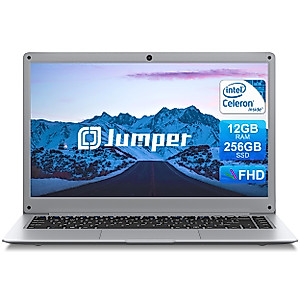 jumper Laptop 12GB DDR4 256GB SSD, Intel Celeron 2.4GHz Processor, Windows 11 Computer with 14 Inch FHD IPS Display, Dual Speakers, Dual-Band WiFi(2.4/5G), 35.52WH Battery, USB3.0, Type-C, Slim.