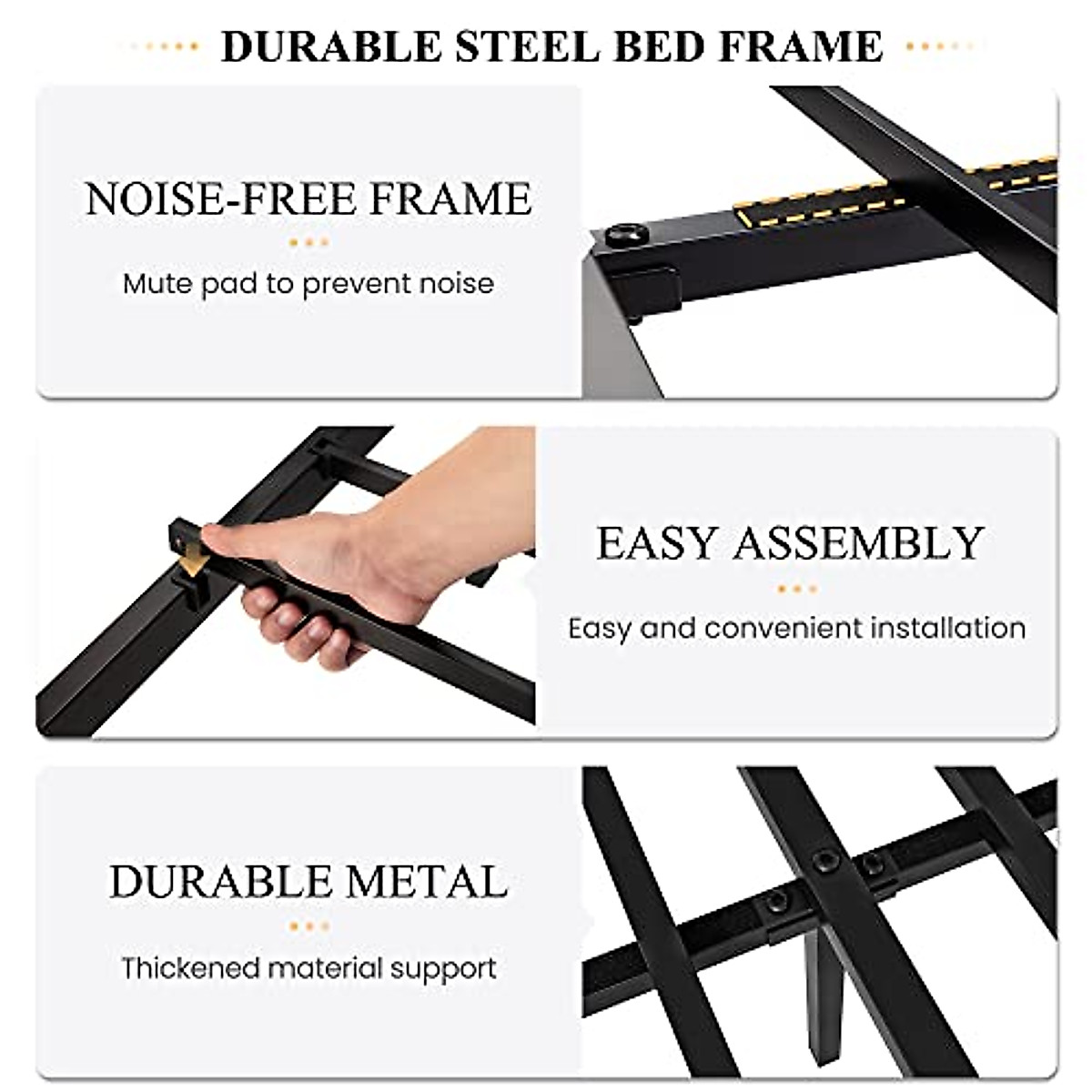 SHA CERLIN King Size Metal Platform Bed Frame with Victorian Style Wrought Iron-Art Headboard/Footboard, No Box Spring Required, Black