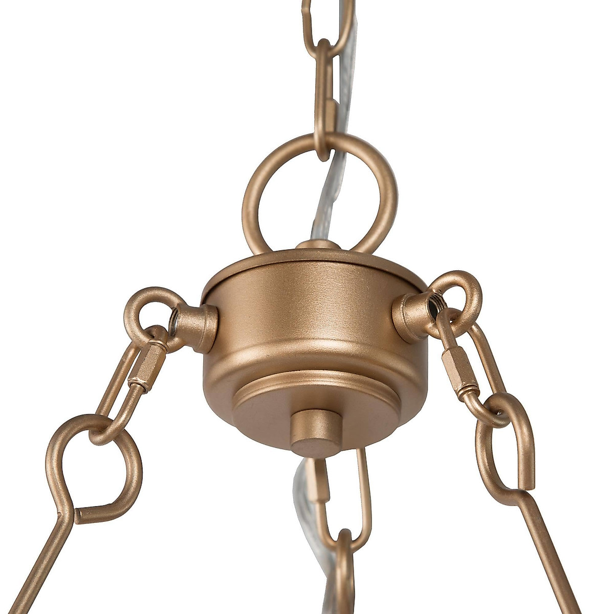 Uolfin Wagon Wheel Chandelier Gold, Modern Large 26.5” Dining Room Chandelier Light Fixture with 6 White Candlesticks for Kitchen, Living Room and Bedroom