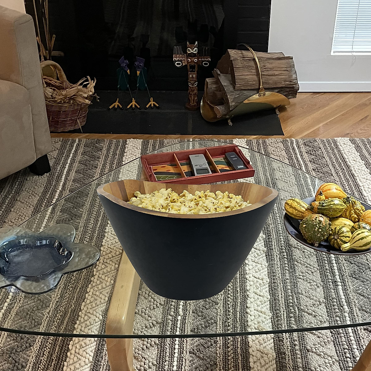 Acacia Wood Salad Serving Bowl 12” with Servers 3 Piece Set by Woodard & Charles