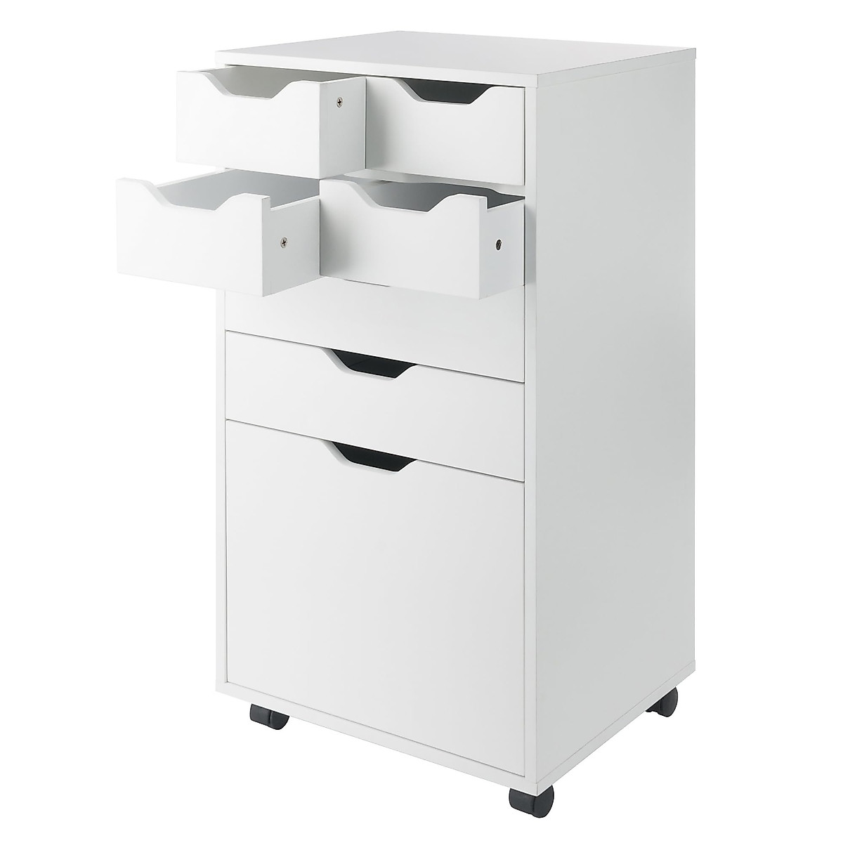Winsome Halifax Bins & Drawers Multi-Storage Tall Mobile Cabinet, White