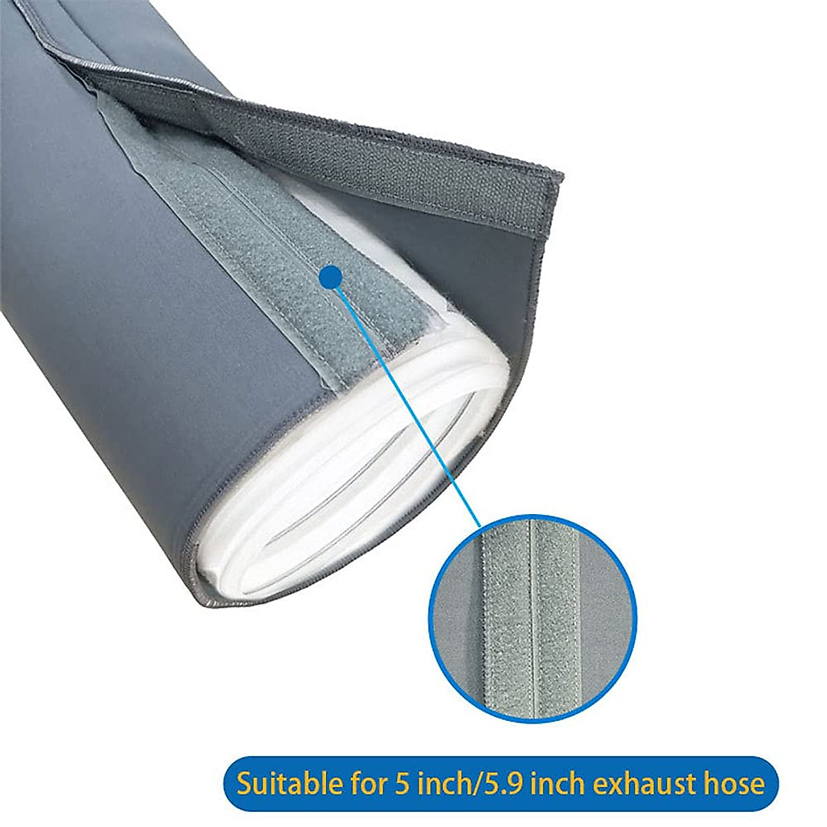 ikasus Insulated Hose Cover for Portable Air Conditioners Universal Fit Both 5 inch and 5.9 inch Diameter Exhaust Duct Vent Hose Cover Air Conditioner Energy Saving Dust Hose Protective Cover Gray