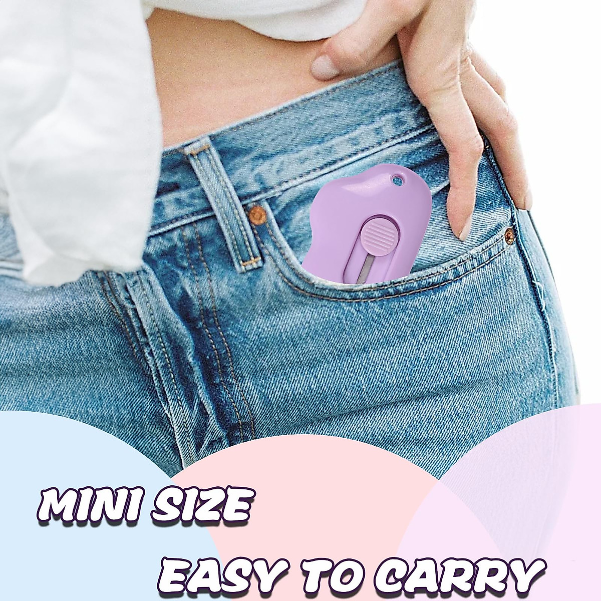 3Pcs Mini Box Cutter Retractable Utility Knife - Cloud Knife Box Cutter for Office and Home Use- Aesthetic Box Cutter for Box Letter Envelope - Multicolor.