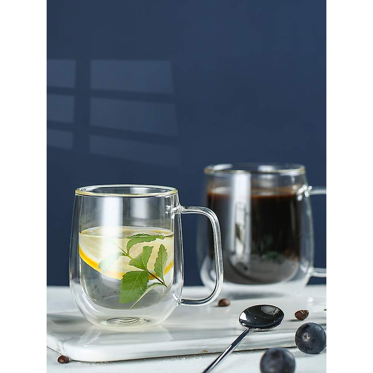 Hovico Insulated Coffee Mugs, Glass Coffee Mugs Set of 4, Clear Coffee Mug 12 Oz, Double Wall Glass Coffee Cups for Latte, Cappuccino, Americano, Tea and Beverage