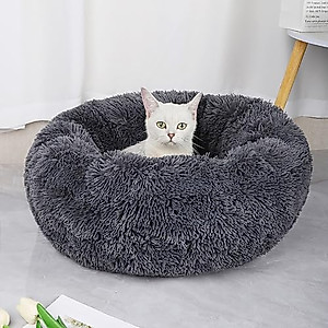 Dog Donut Bed Dog Bed Small Friday Black Deals Today Calming Donut Dog Bed Cozy Plush Fluffy Faux Fur Anti-Anxiety Warming Soft Dog Bed Dog Crate Bed Cute Dog Bed(24 in)