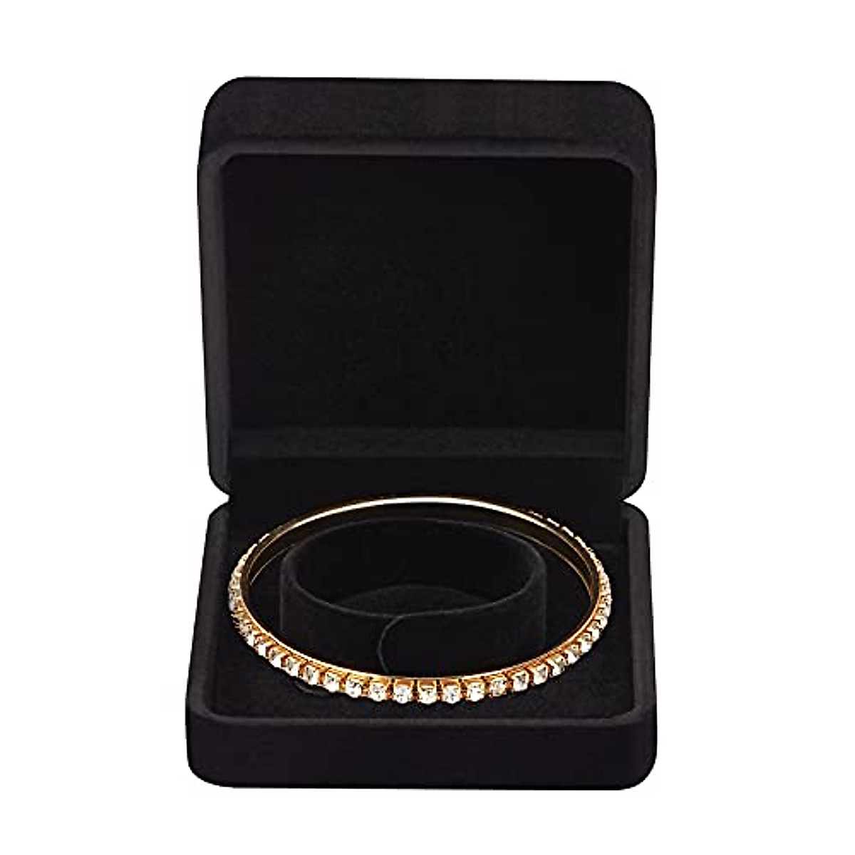 2 Pieces Velvet Bracelet Boxes for Jewelry Gift, Classic Jewelry Box Storage Case Organizer Holder for Wedding, Engagement, Proposal, Birthday and Anniversary (Black)
