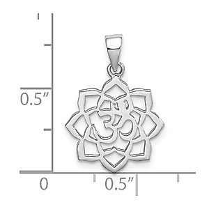 Sterling Silver Rhodium-plated Lotus w/Om Center Pendant
