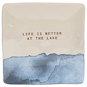 DEMDACO Life is Better at the Lake Blue 6 x 6 Stoneware Decorative Serving Plate with Spreader